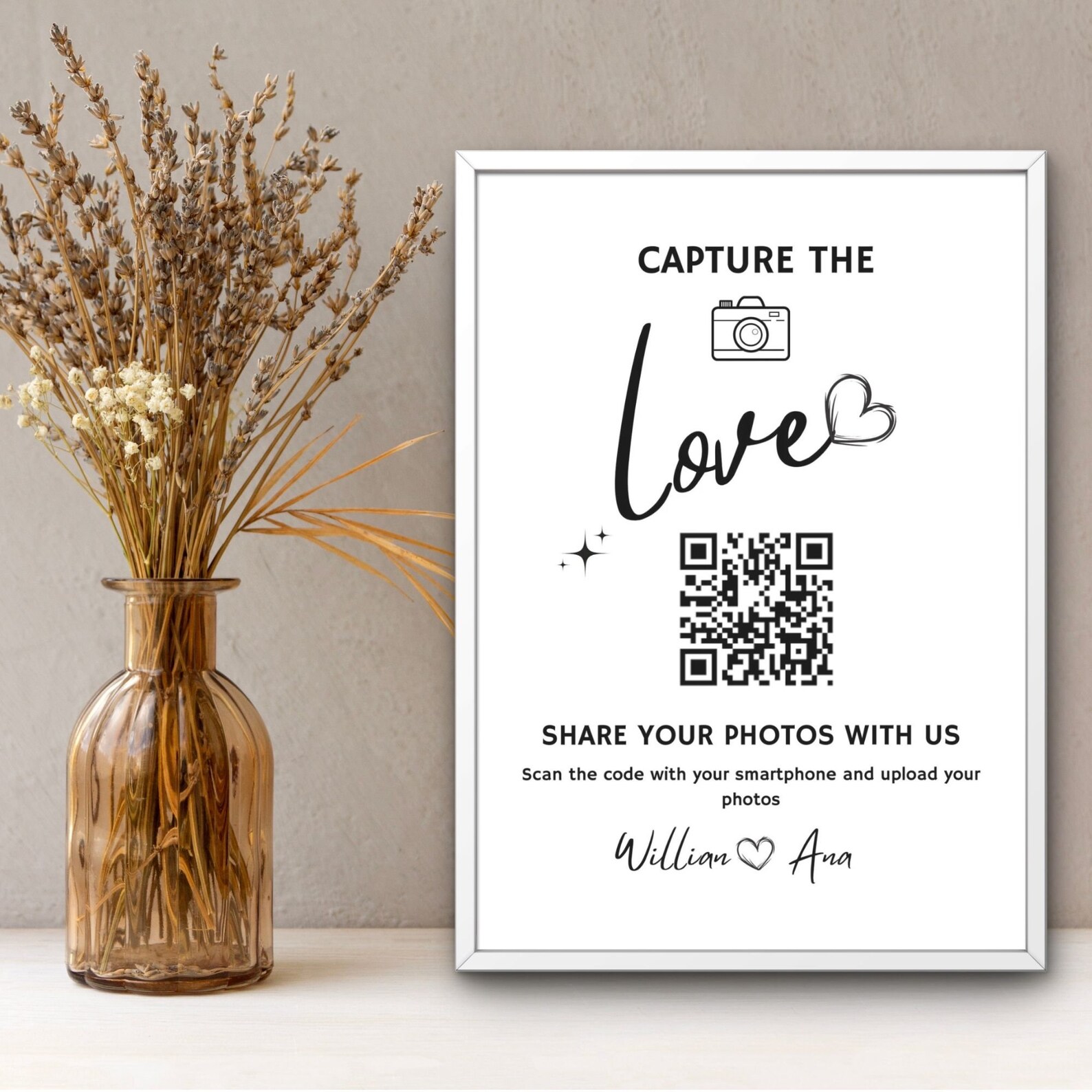 Capture the Love Wedding QR Code Sign, Wedding Sign, Wedding Photo Sign ...