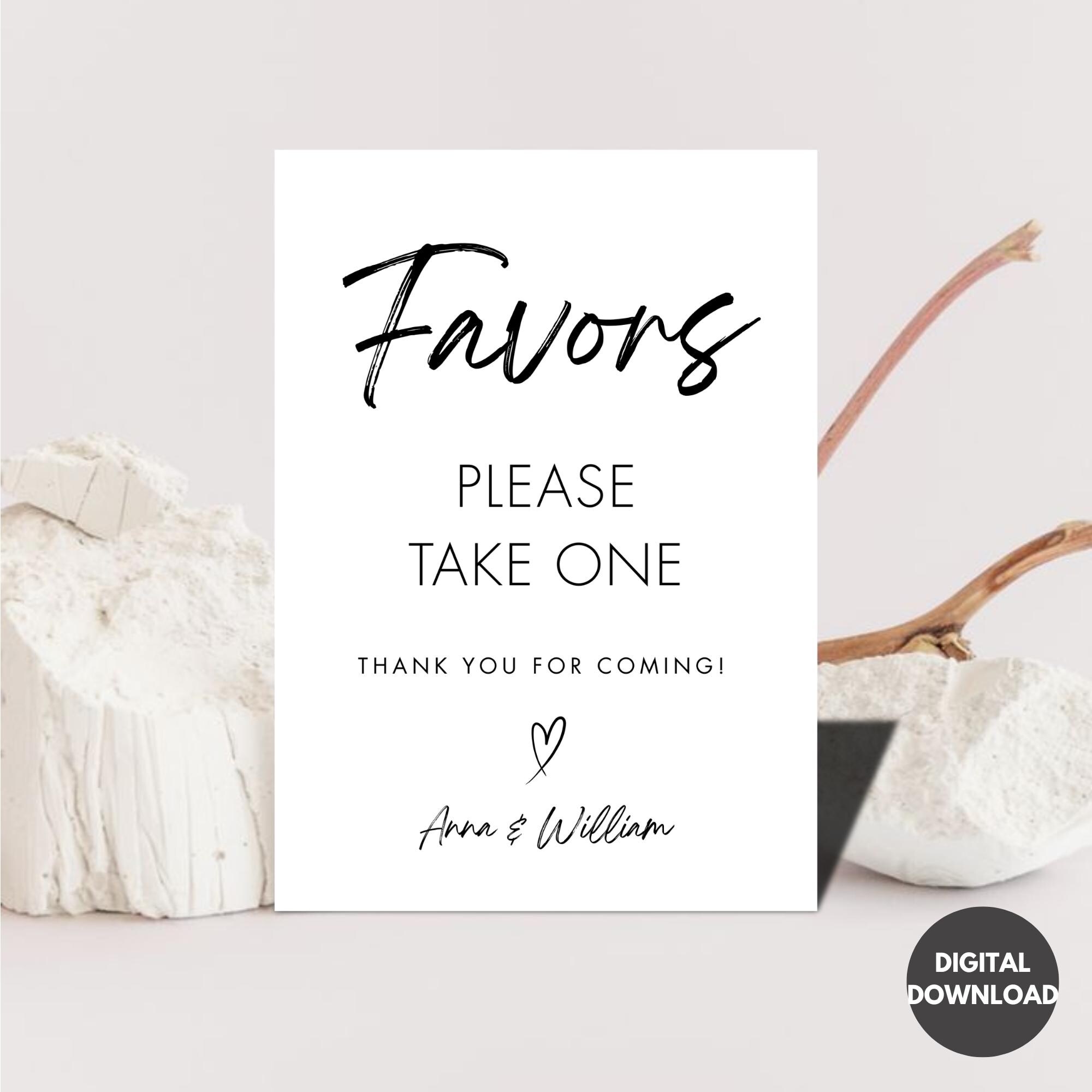 Modern Wedding Please Take One Sign Printable Favors Sign Printable ...