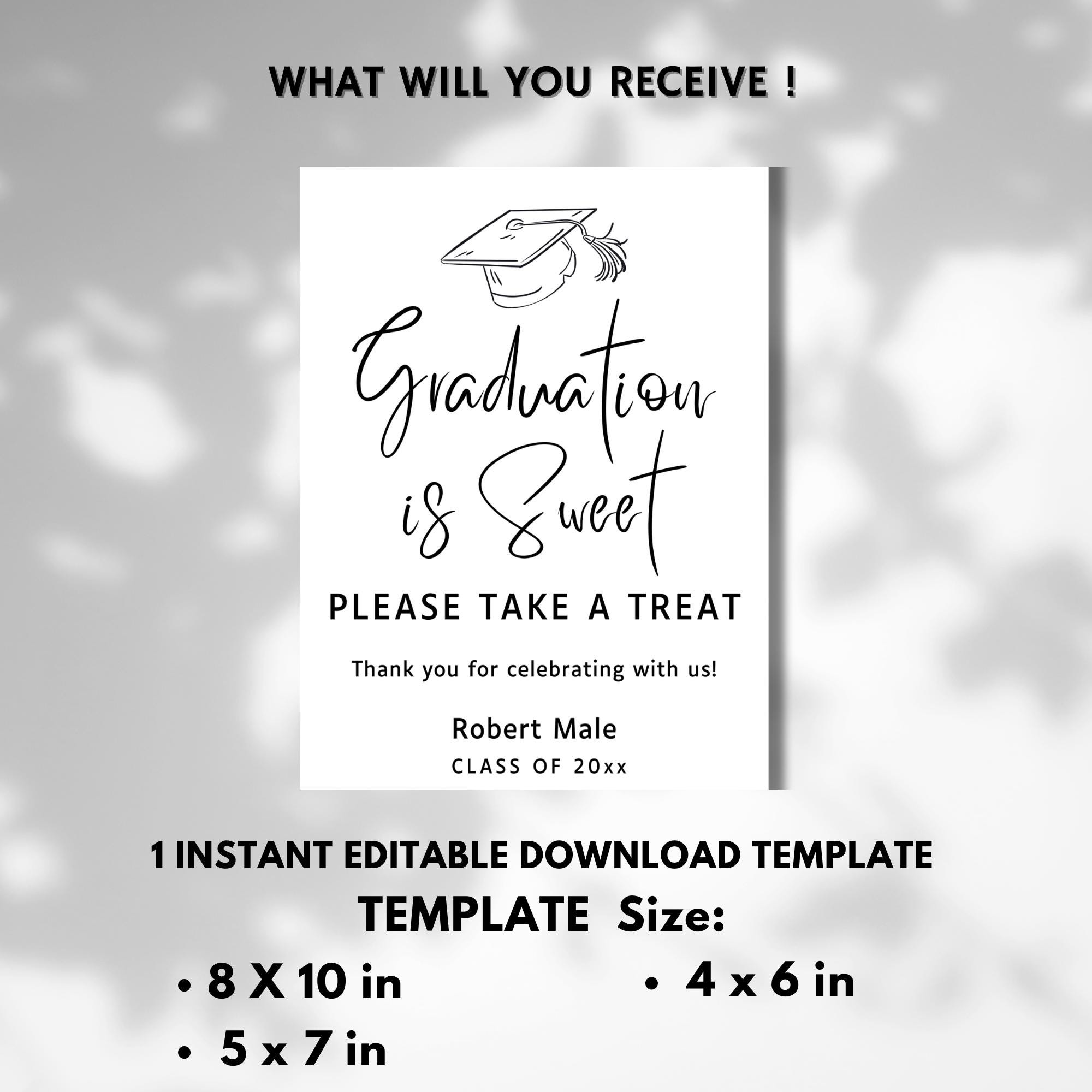Graduation is Sweet Sign Template, Graduation Candy Bar Sign, Grad ...