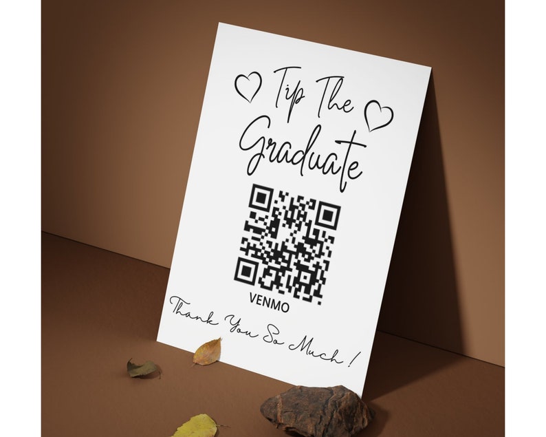 Graduation Party Sign | Graduation Gift Sign | QR Code Sign | Tip the ...