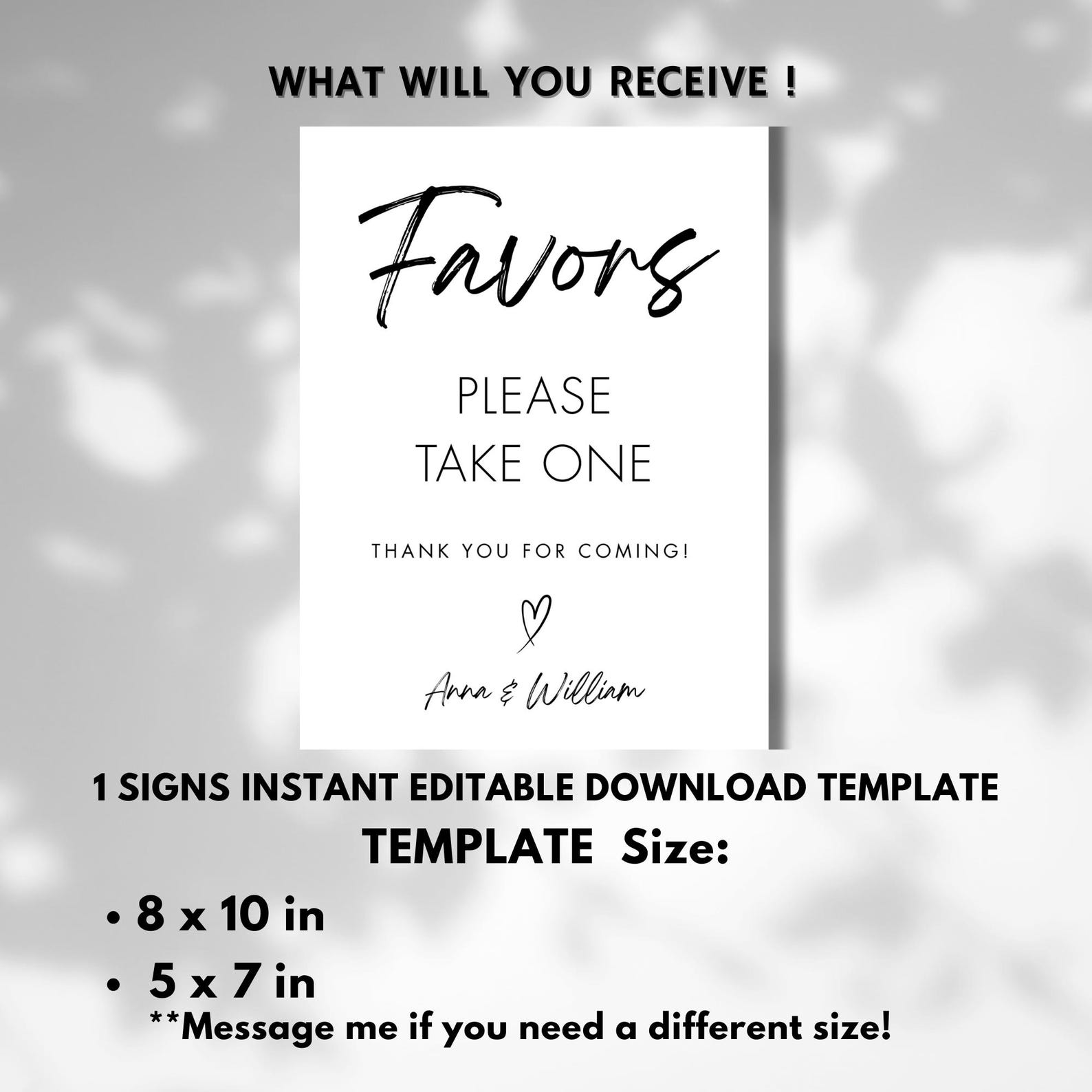 Modern Wedding Please Take One Sign Printable Favors Sign Printable ...