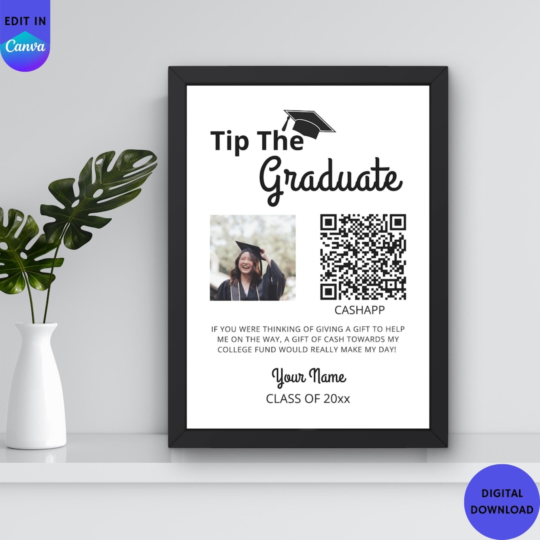 Tip the Graduate QR Code Sign | Graduation Party (digital Download) - Etsy