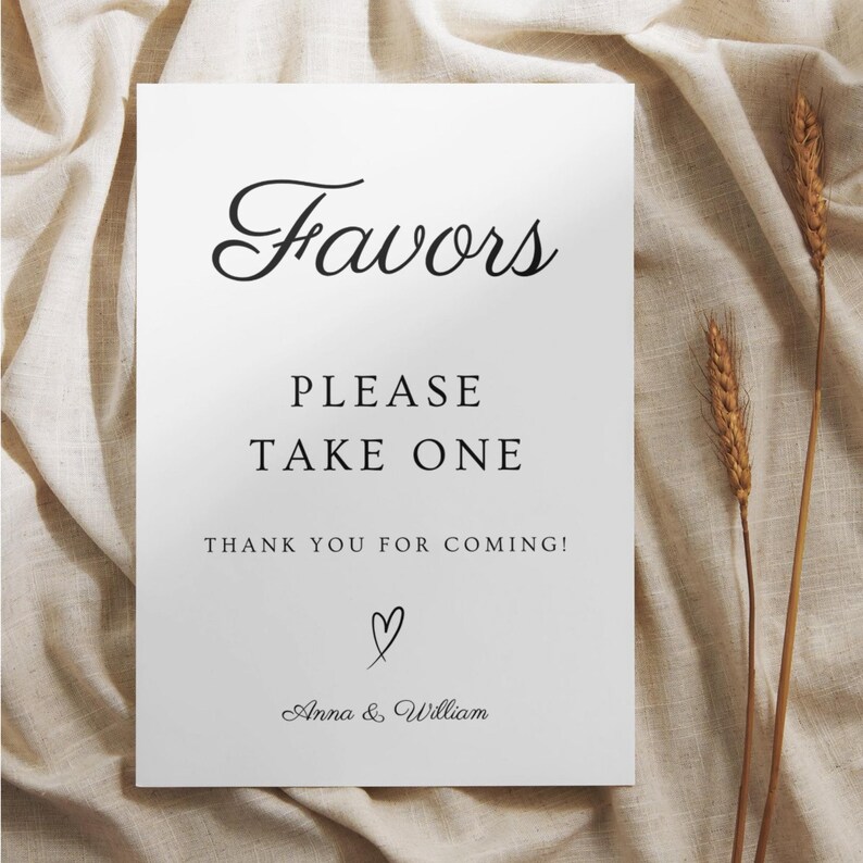 Wedding Favor Sign Template, Elegant Bridal Shower Table Decor (digital ...