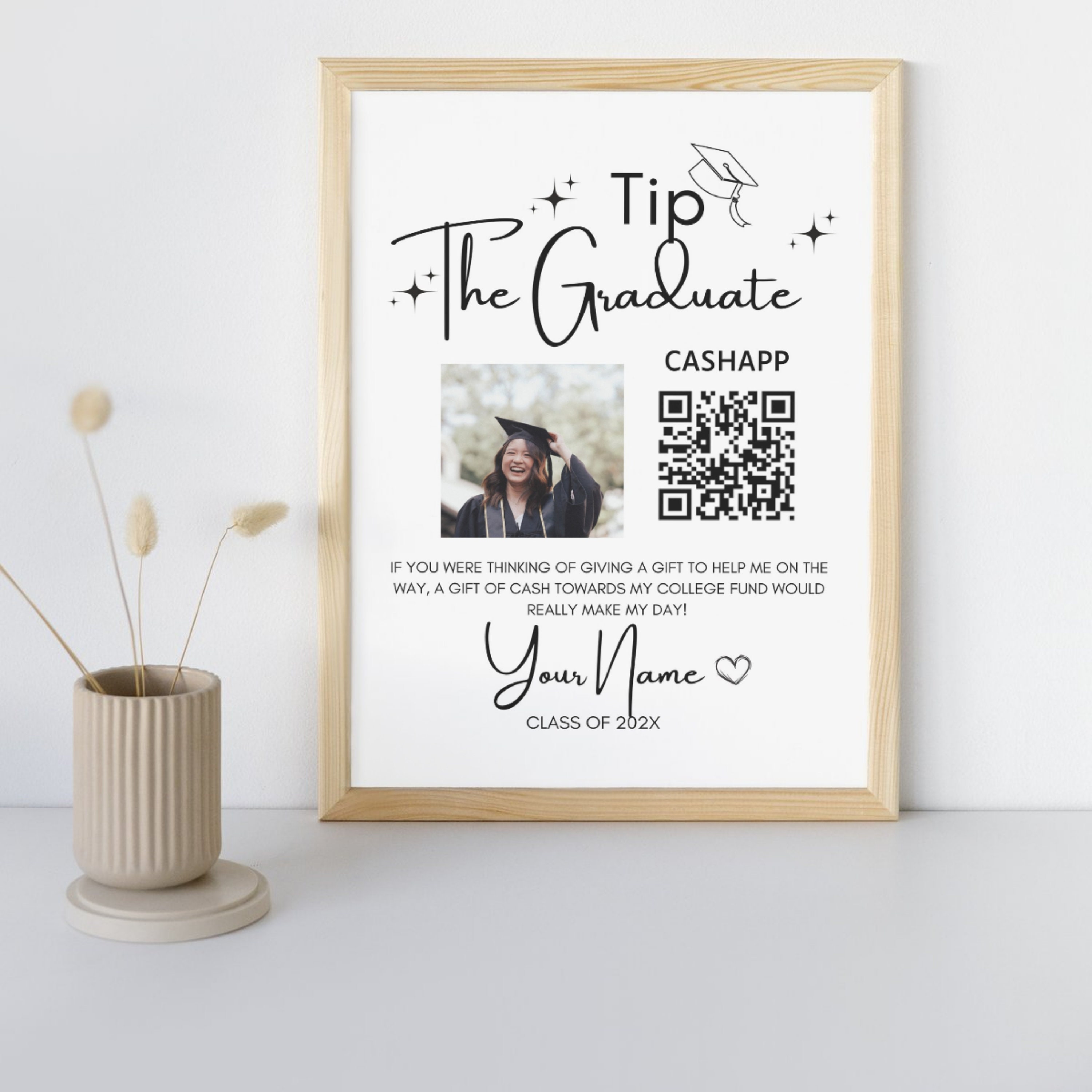 Graduation Party Sign | Graduation Gift Sign | QR Code Sign | Tip the ...