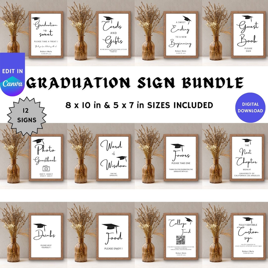 Graduation Party Sign Bundle,graduation Party Signs Template Bundle ...