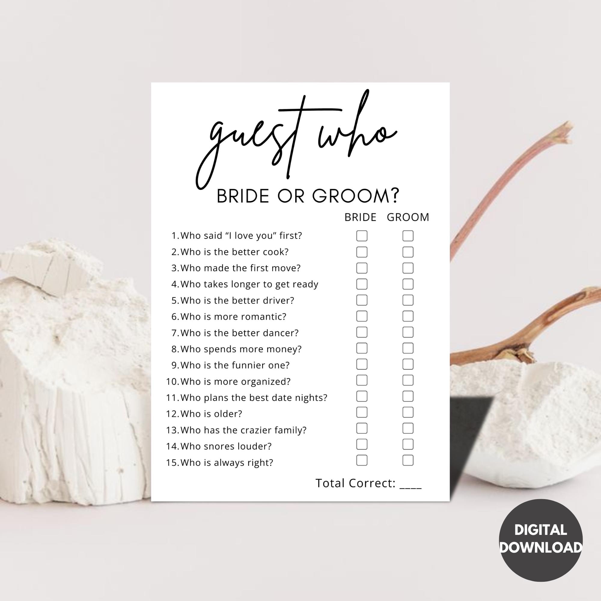 Guess Who Bride or Groom Game: Bridal Shower Fun (canva Template) - Etsy