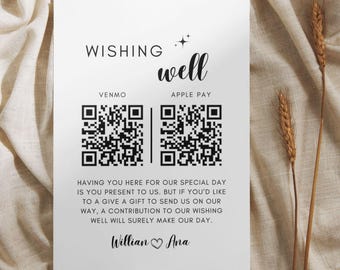 Wedding Qr Code Wishing Well, Modern Wedding Cash Registry Sign ...