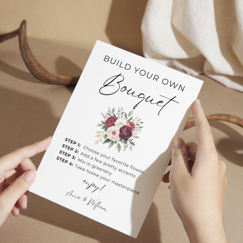 Build a Bouquet Wedding Sign, Minimalist Floral Bar (digital Download ...