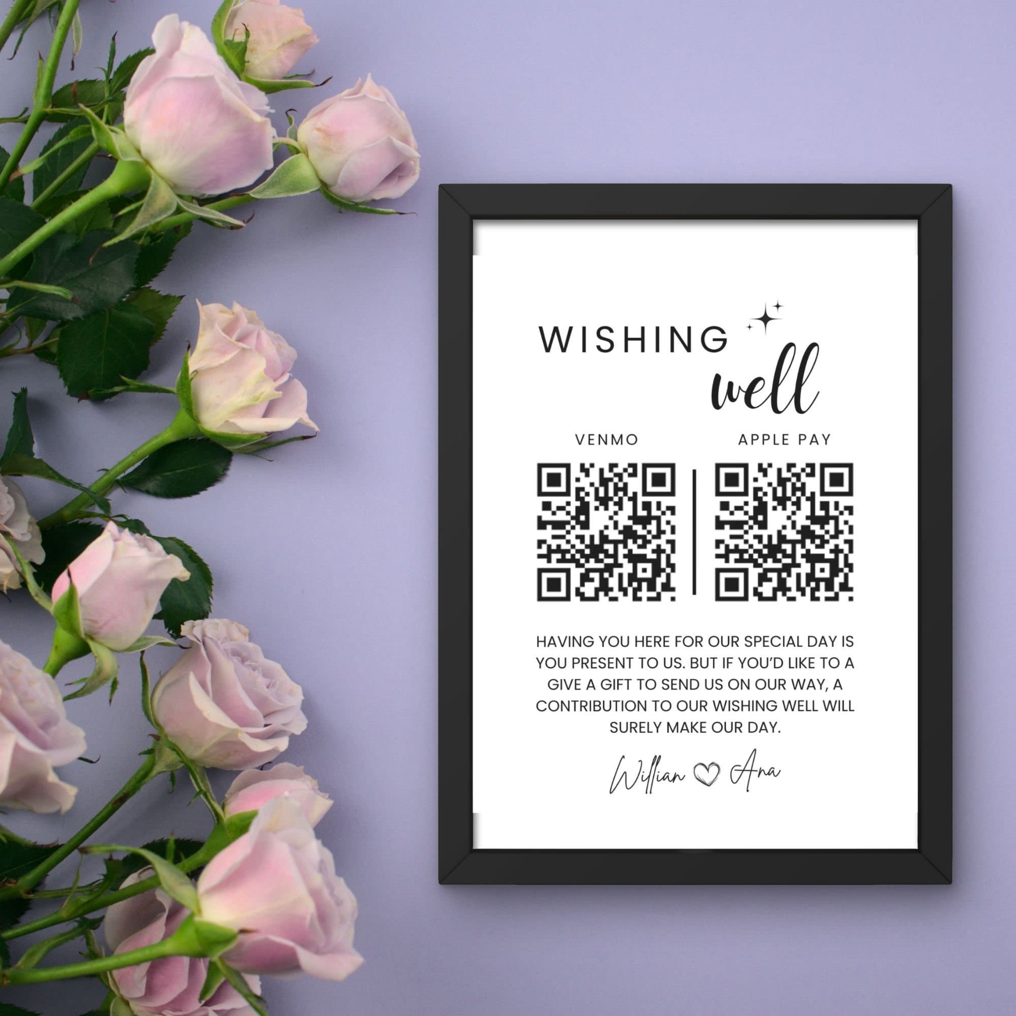 Wishing Well QR Code Sign, Modern Wedding Cash Registry Sign, Honeymoon ...