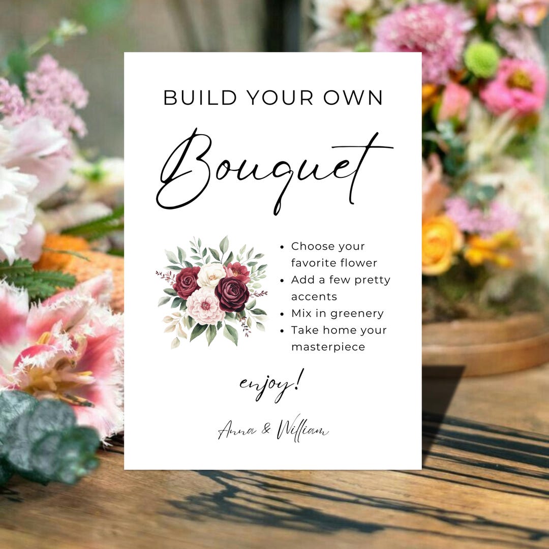 Flower Bar Sign Printable – Build Your Own Bouquet Wedding Sign ...