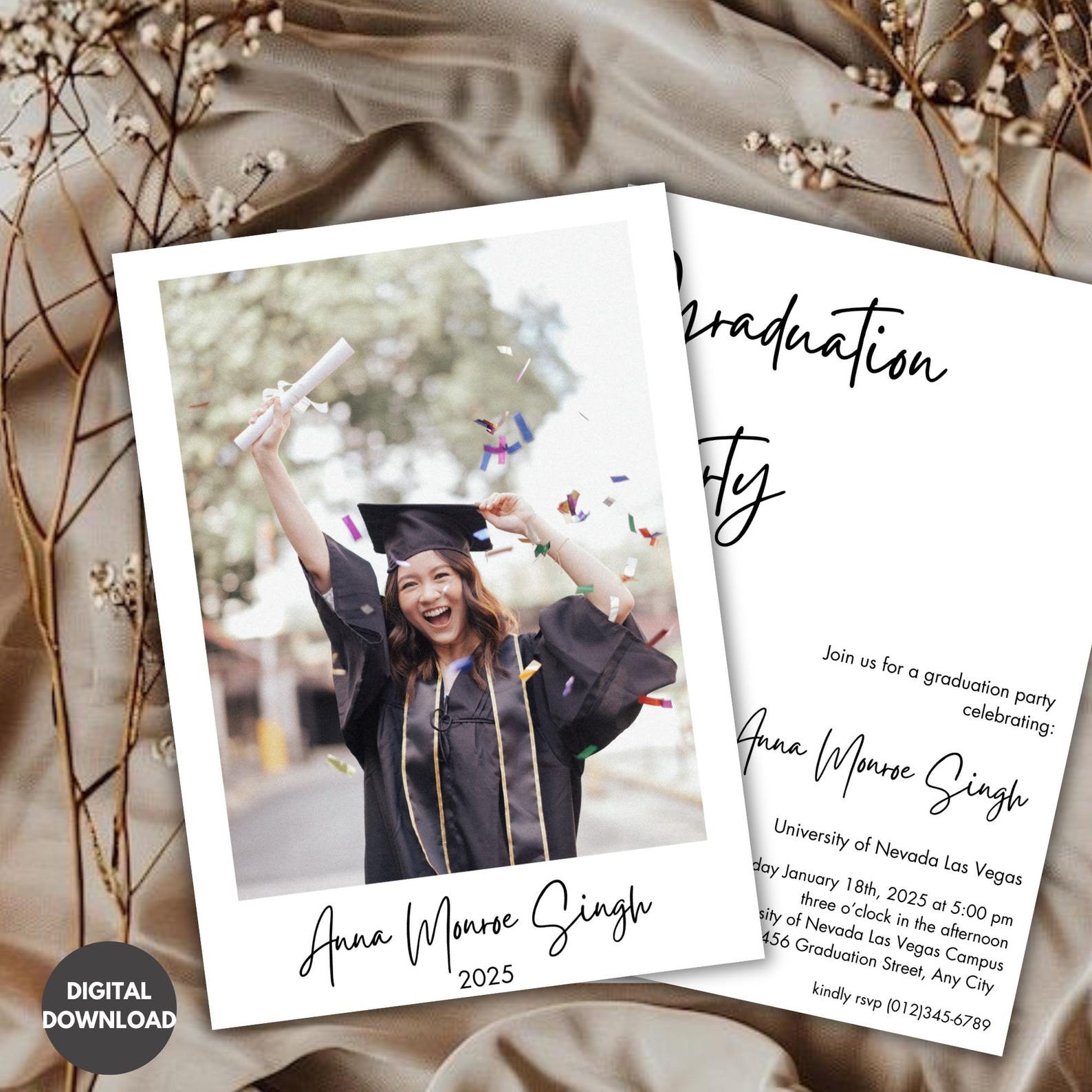 Modern Graduation Invitation Template: Simple Party Announcement (canva ...