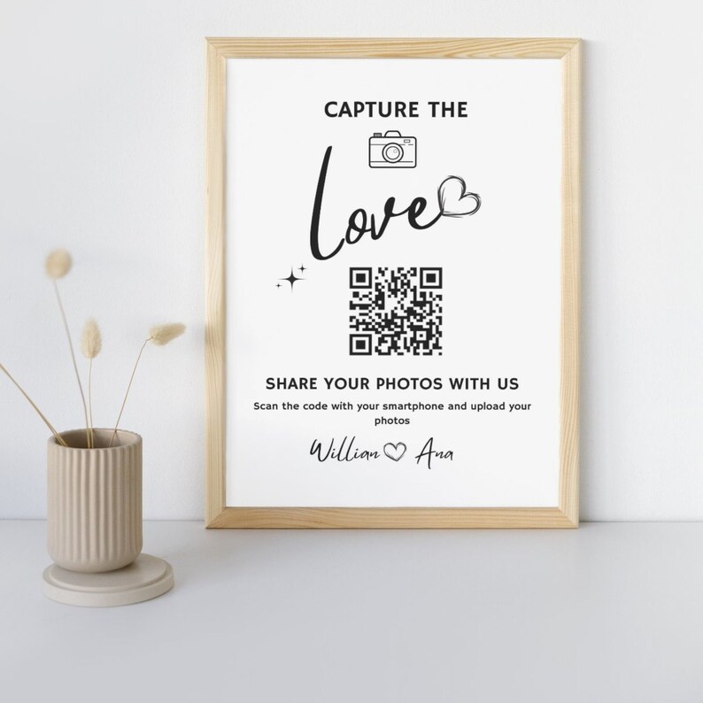 Capture the Love Wedding QR Code Sign, Wedding Sign, Wedding Photo Sign ...