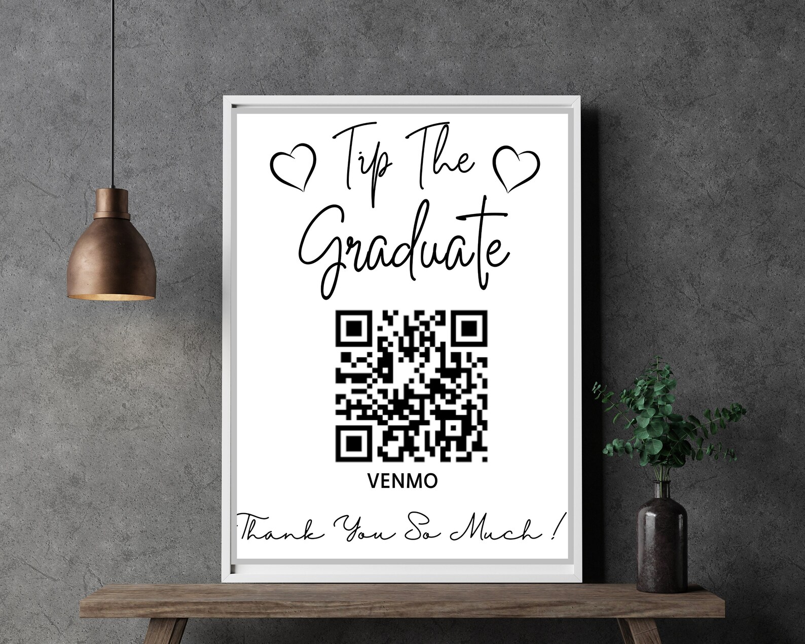 Graduation Party Sign | Graduation Gift Sign | QR Code Sign | Tip the ...