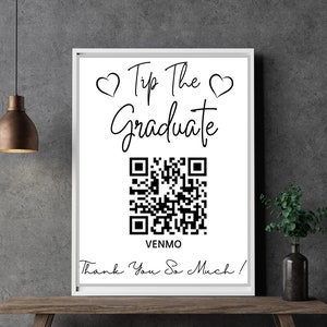 Graduation Party Sign | Graduation Gift Sign | QR Code Sign | Tip the ...