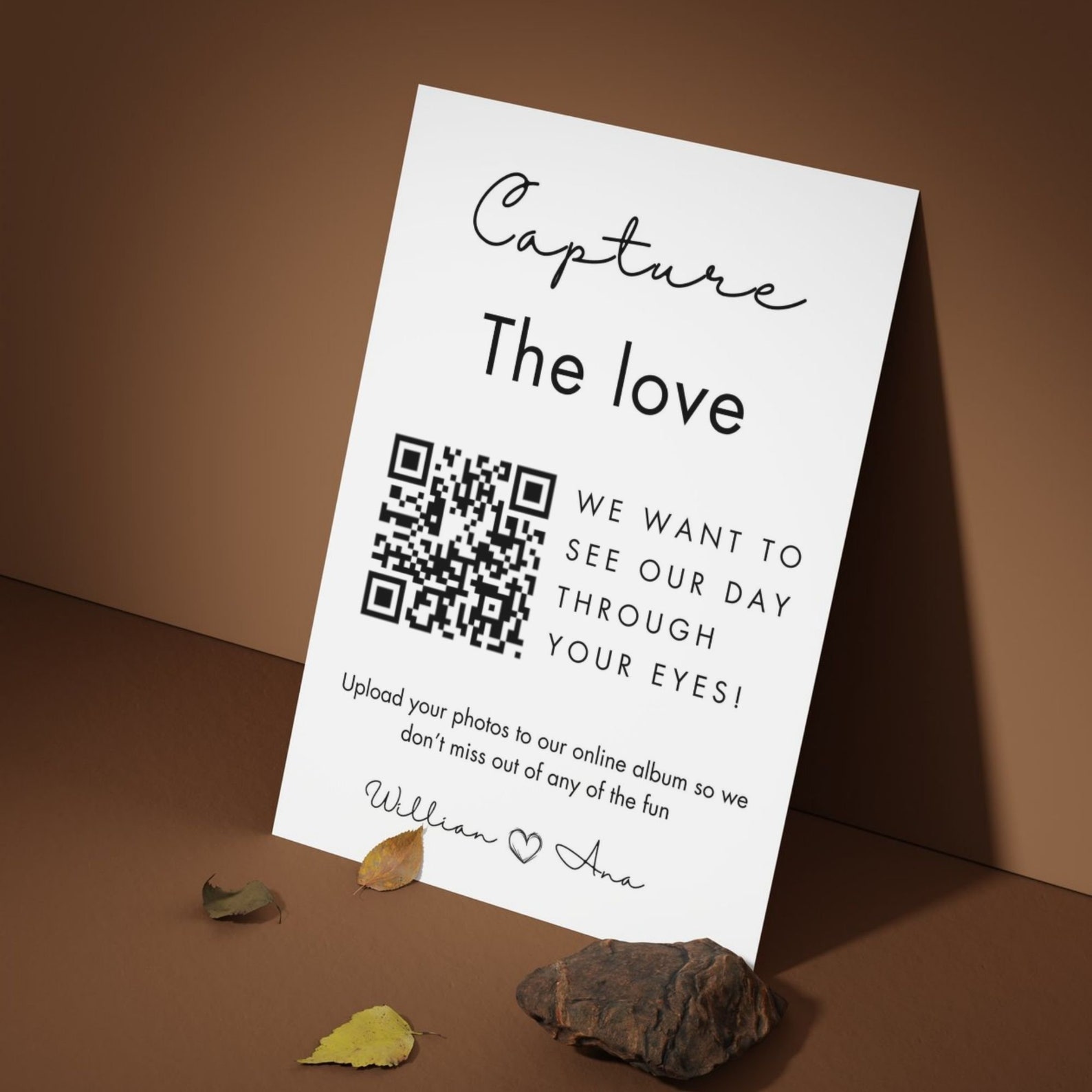 Capture the Love Wedding QR Code Sign, Wedding Sign, Wedding Photo Sign ...