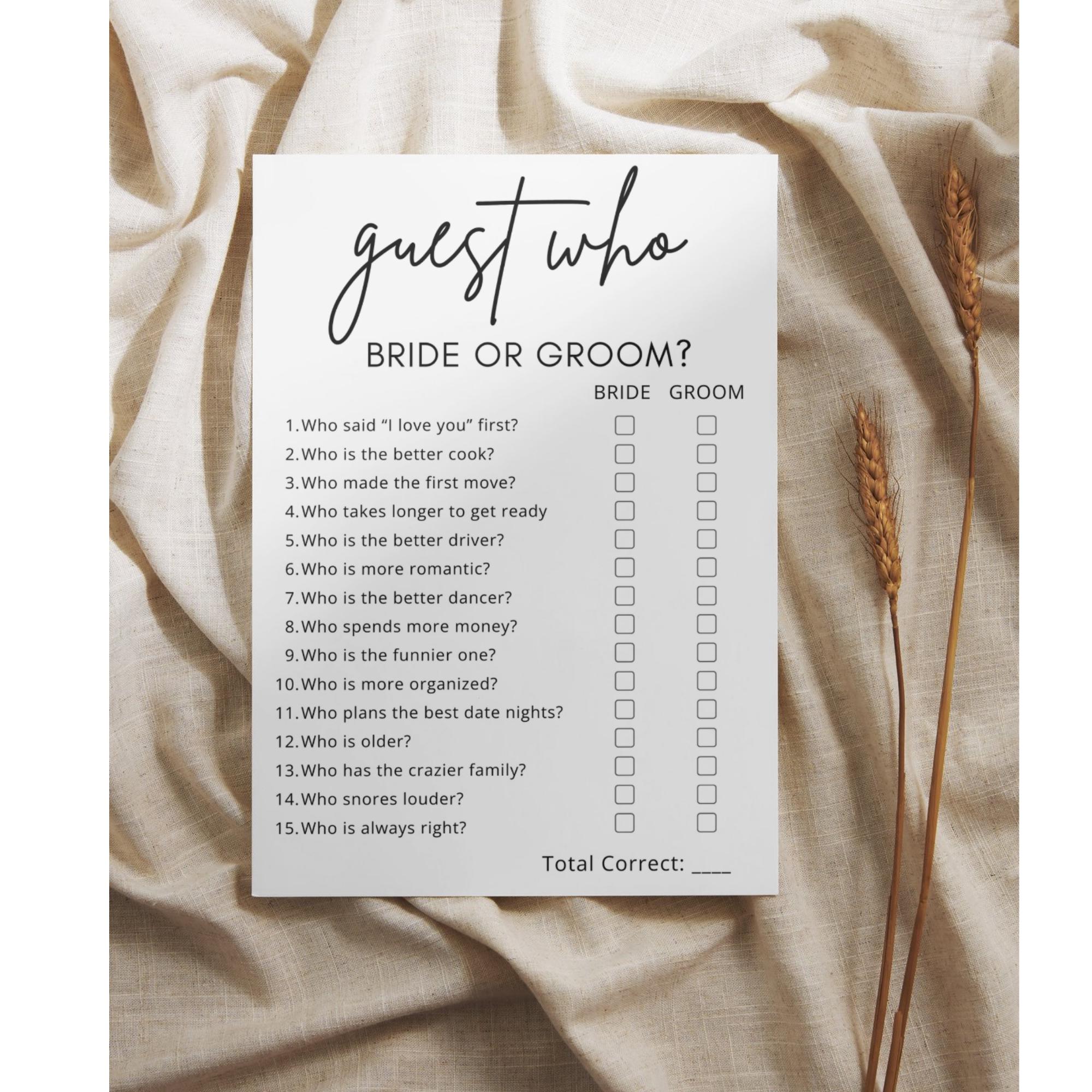 Guess Who Bride or Groom Game: Bridal Shower Fun (canva Template) - Etsy
