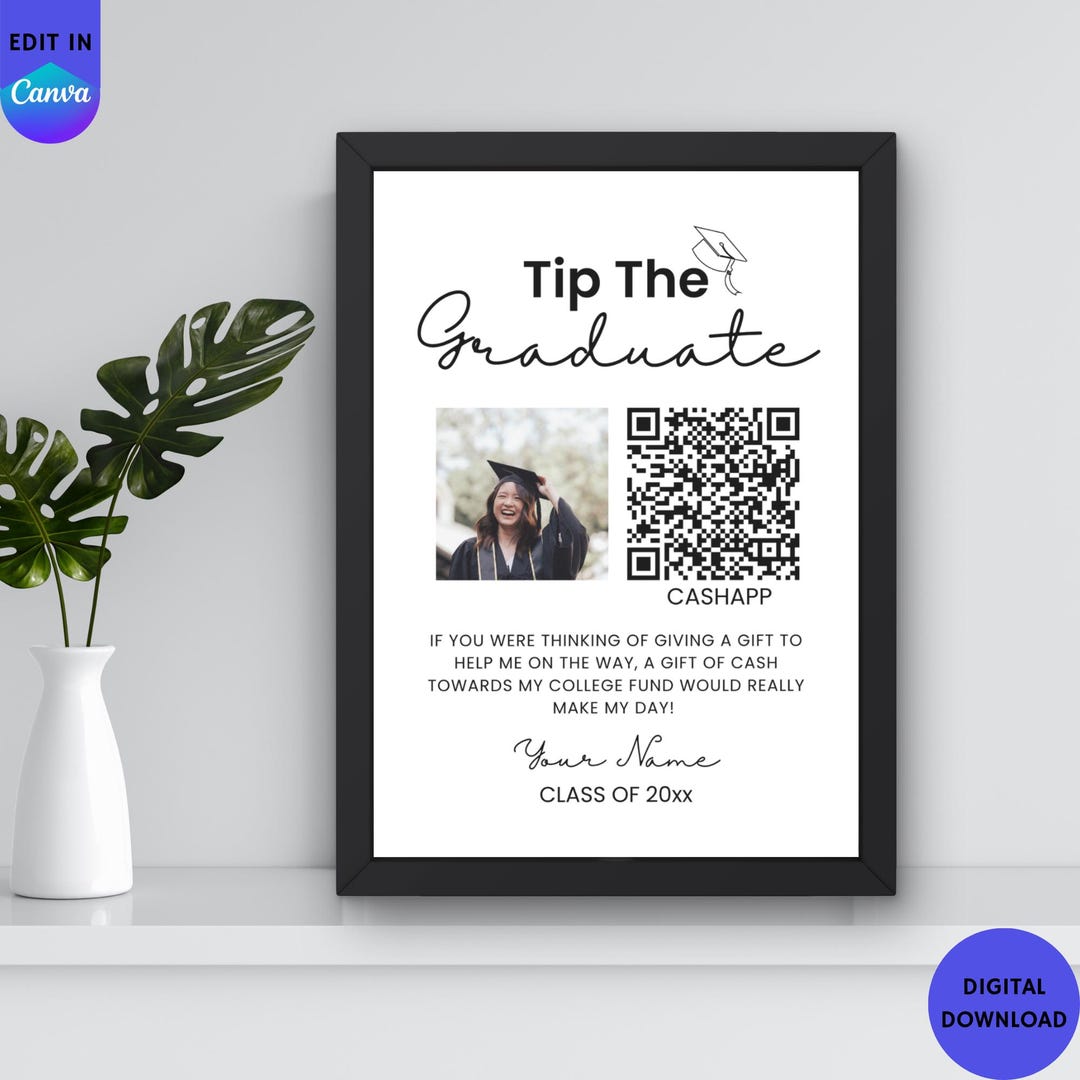Graduation Cash Gift Sign | QR Code Payment, Canva Template (digital ...