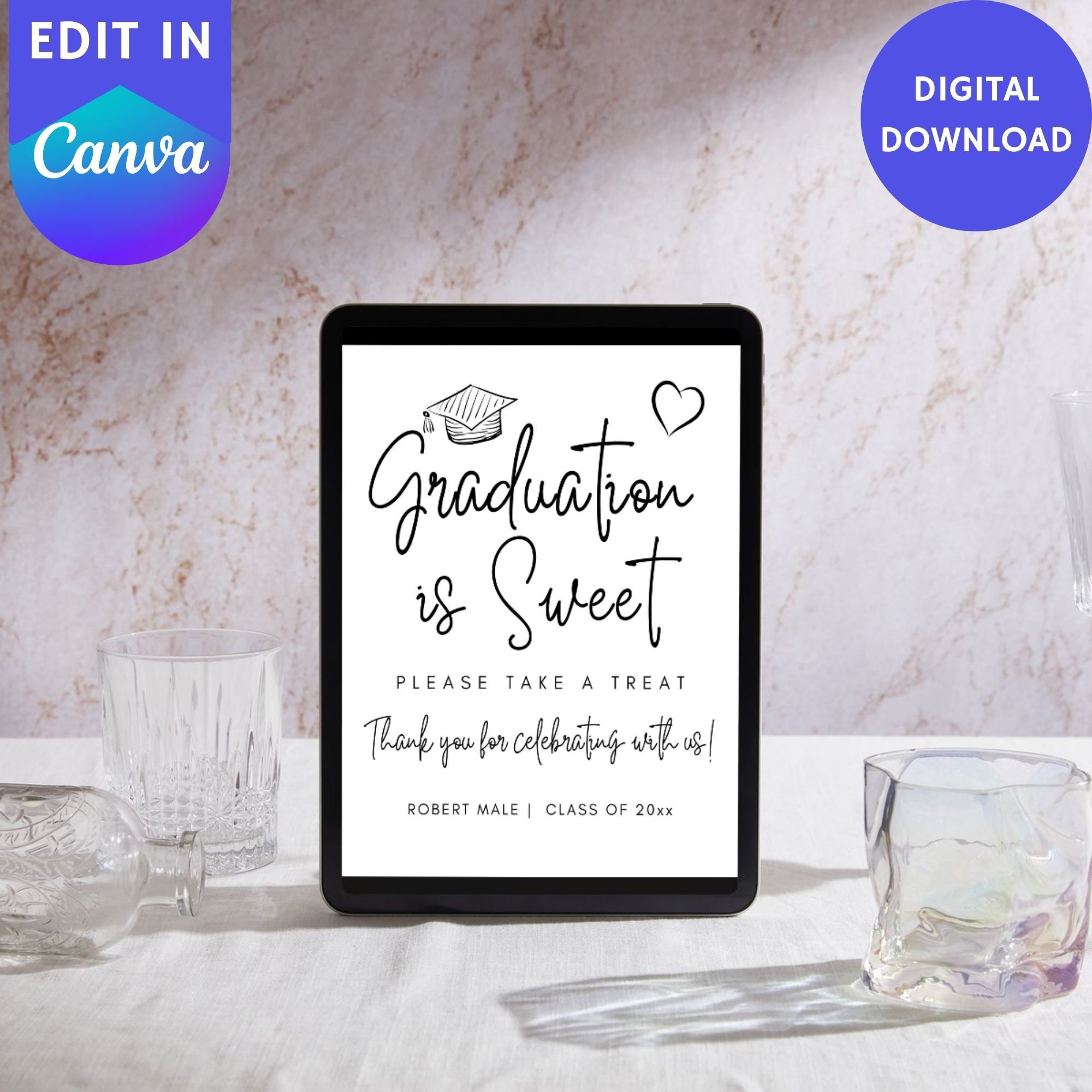 Graduation Dessert Table Sign, Printable Graduation Treat Table Sign ...