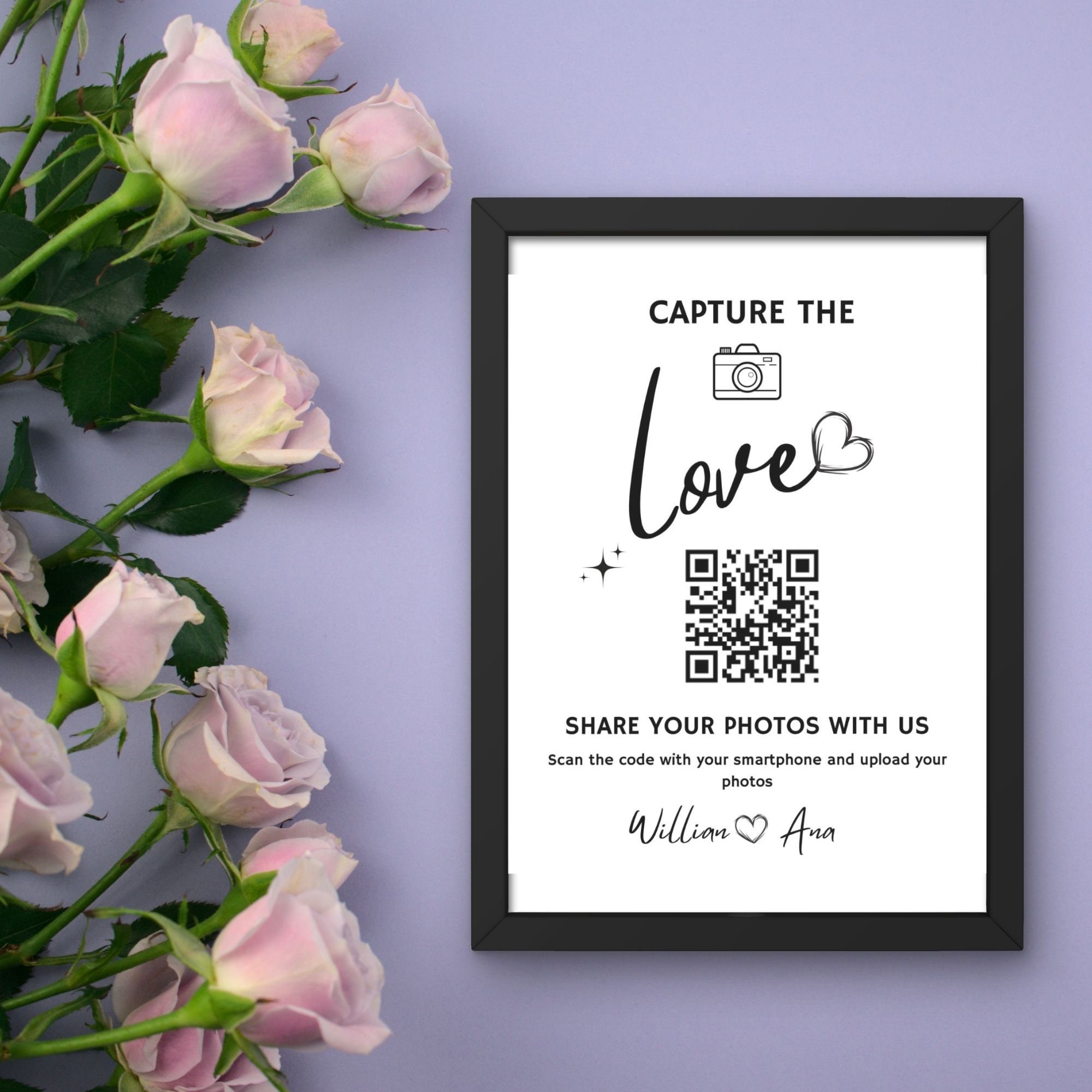 Capture the Love Wedding QR Code Sign, Wedding Sign, Wedding Photo Sign ...