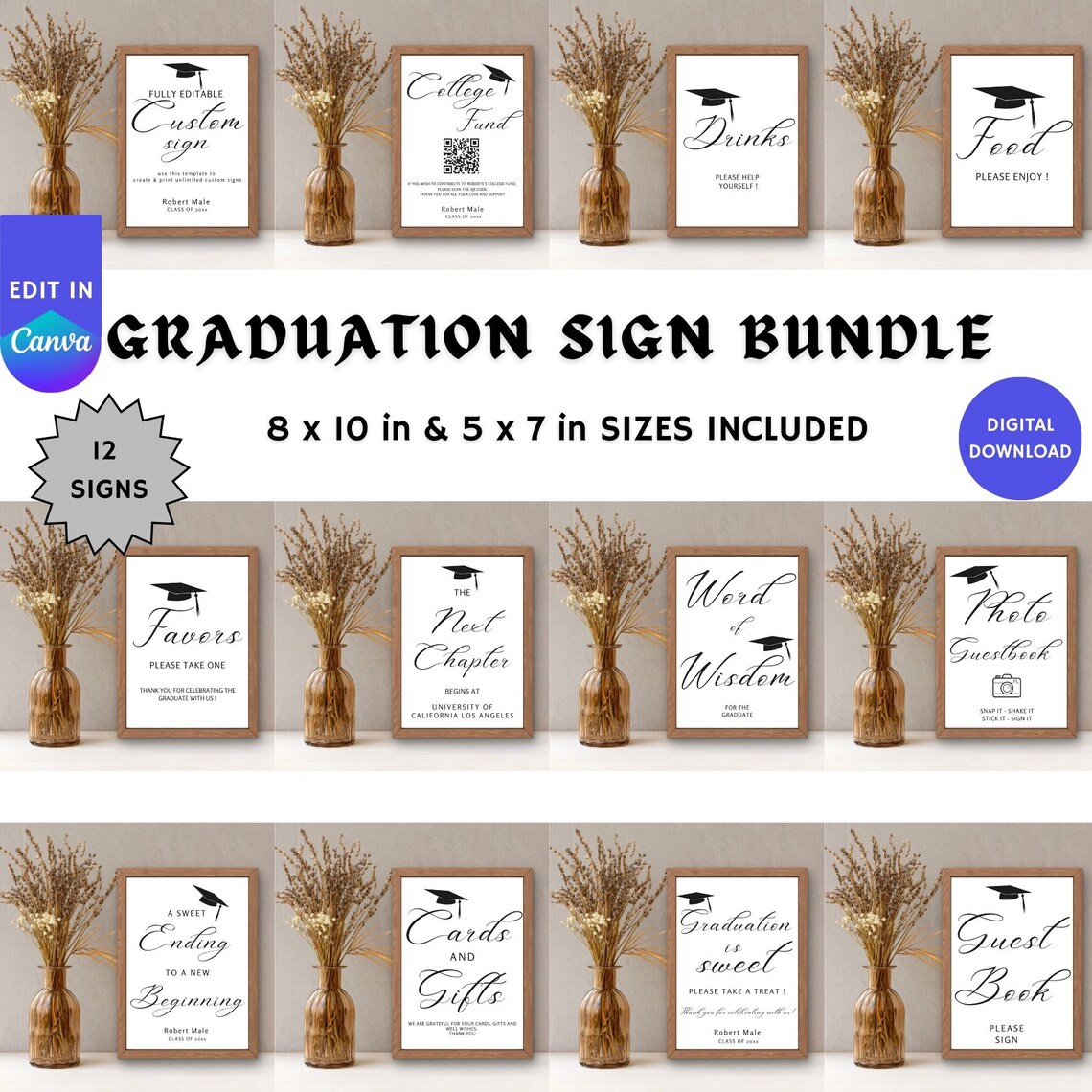 Graduation Party Sign Bundle,graduation Party Signs Template Bundle ...