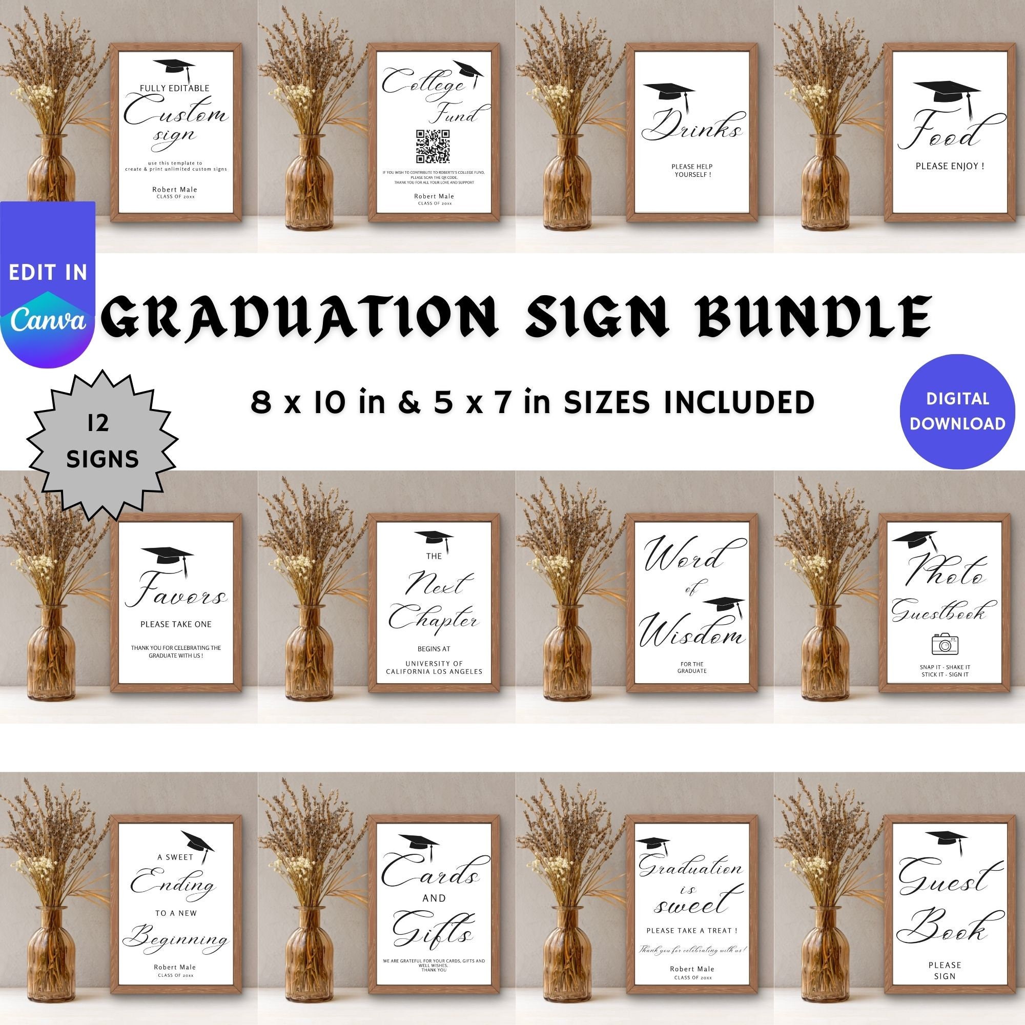 Graduation Party Sign Bundle,graduation Party Signs Template Bundle ...