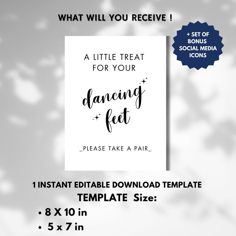 Dancing Feet Wedding Sign Template: Minimalist Dance Floor Decor (canva ...