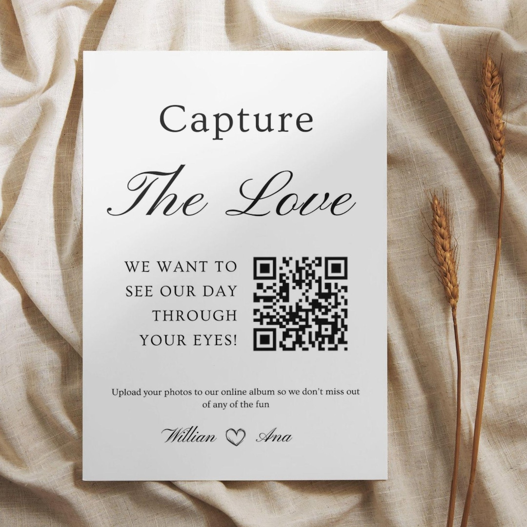 Capture the Love Wedding QR Code Sign, Wedding Sign, Wedding Photo Sign ...
