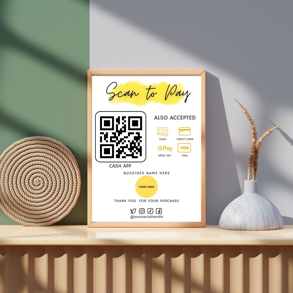 Editable Payment Sign Template Bundle, Printable Scan to Pay, Qr Code ...