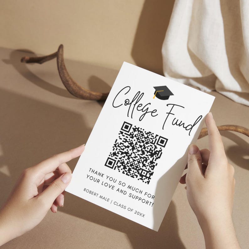 Modern Editable College Fund QR Code Sign Template, Minimalist ...