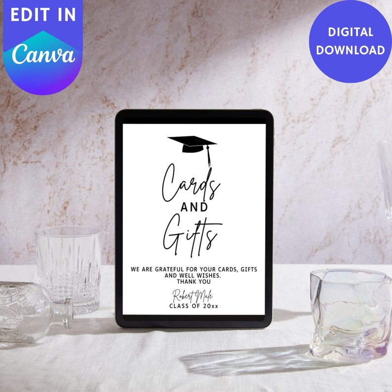 Editable Cards and Gifts Graduation Sign Template (digital Download) - Etsy