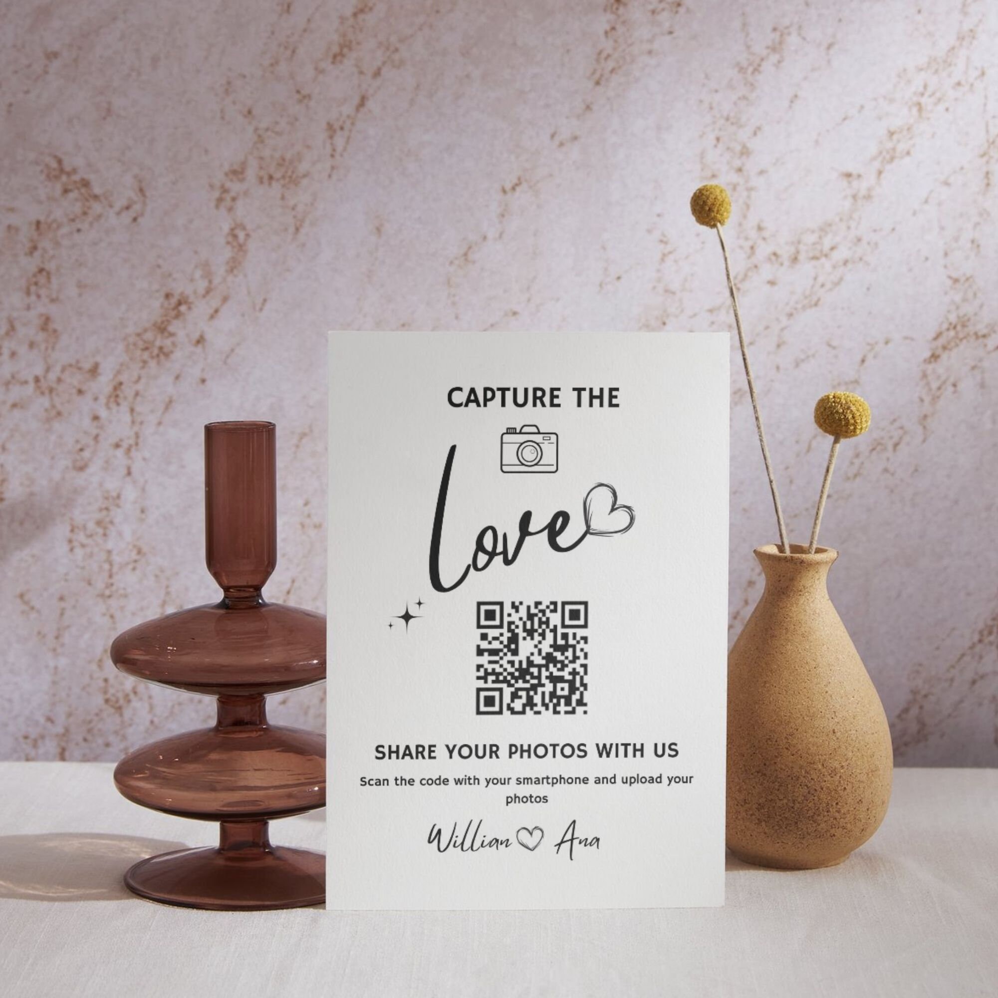 Capture the Love Wedding QR Code Sign, Wedding Sign, Wedding Photo Sign ...