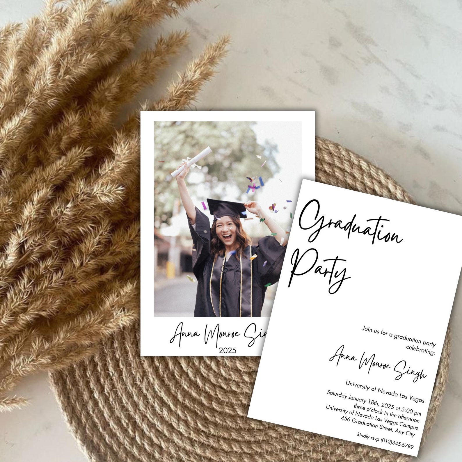 Modern Graduation Invitation Template: Simple Party Announcement (canva ...