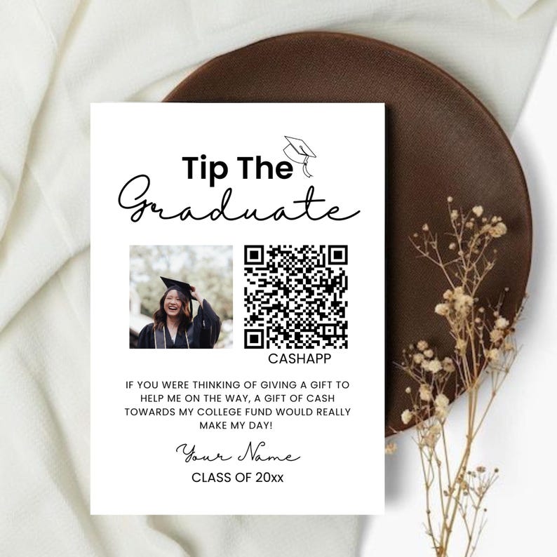 Graduation Cash Gift Sign | QR Code Payment, Canva Template (digital ...