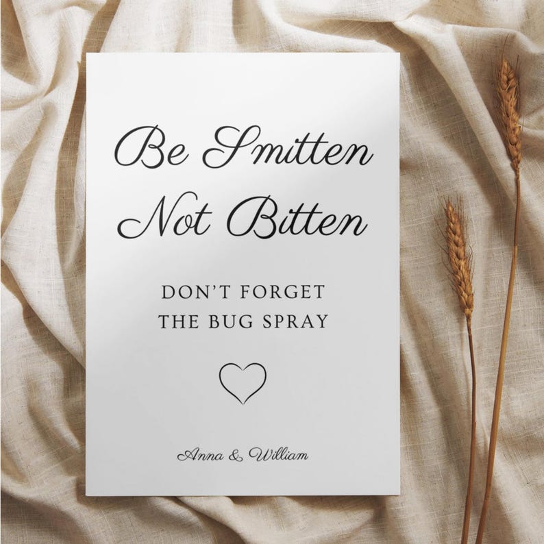 Bug Spray Available, Bug Spray Sign, Minimalist Outdoor Wedding ...