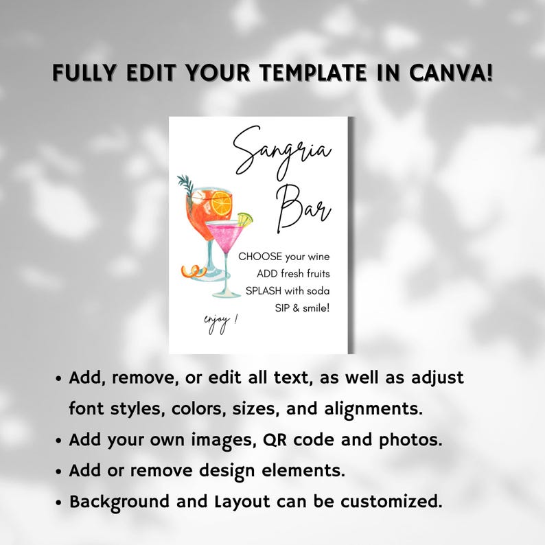 Watercolor Sangria Bar Sign Template (digital Download) - Etsy