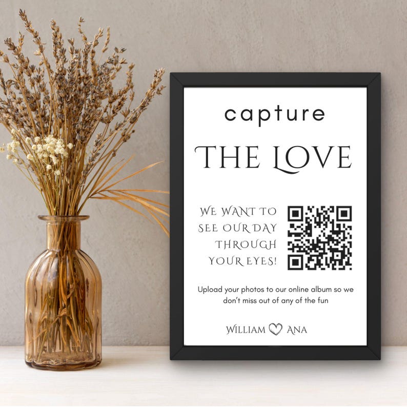 Capture the Love QR Code, Wedding Photo Signs, Share the Love, Wedding ...