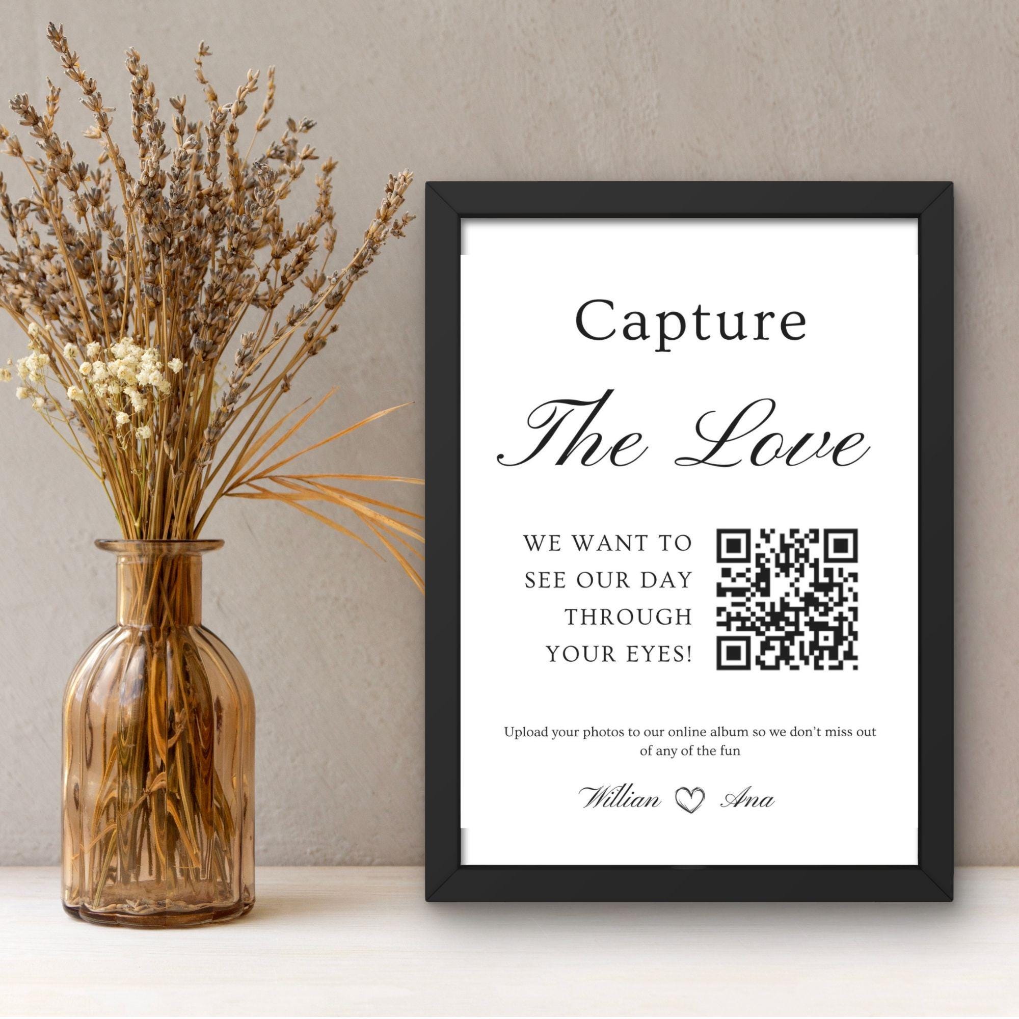 Capture the Love Wedding QR Code Sign, Wedding Sign, Wedding Photo Sign ...