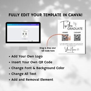 Graduation Party Sign | Graduation Gift Sign | QR Code Sign | Tip the ...