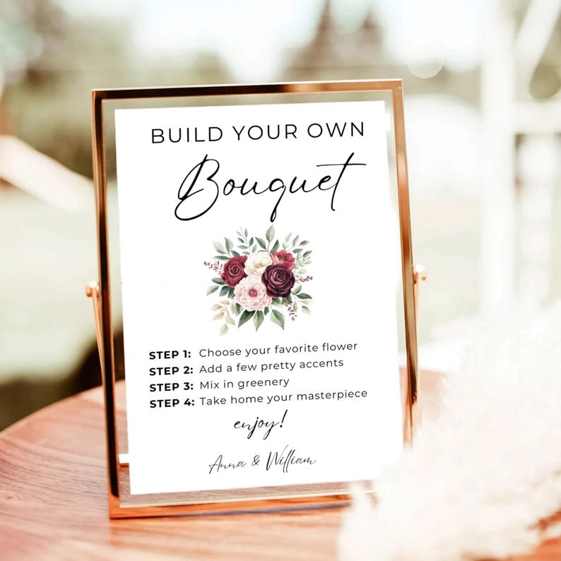 Build a Bouquet Wedding Sign, Minimalist Floral Bar (digital Download ...