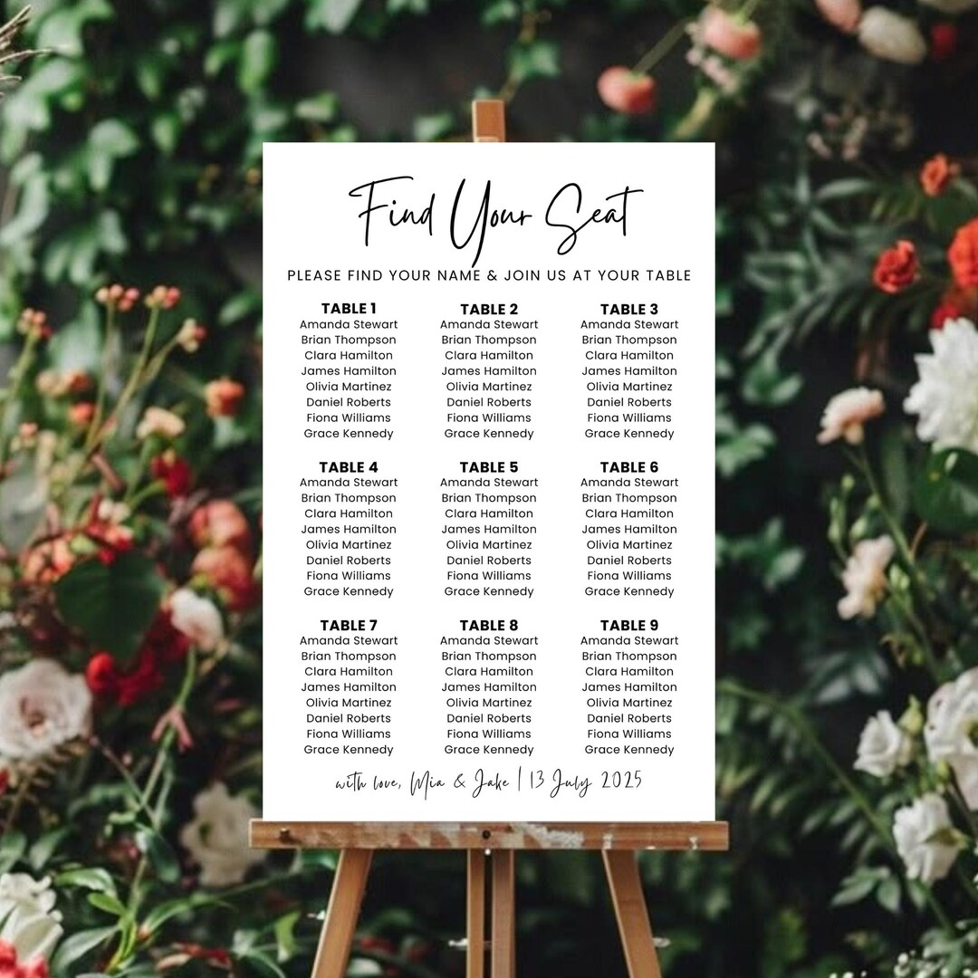 Modern Wedding Seating Chart Sign, Minimalist Reception Decor (canva ...