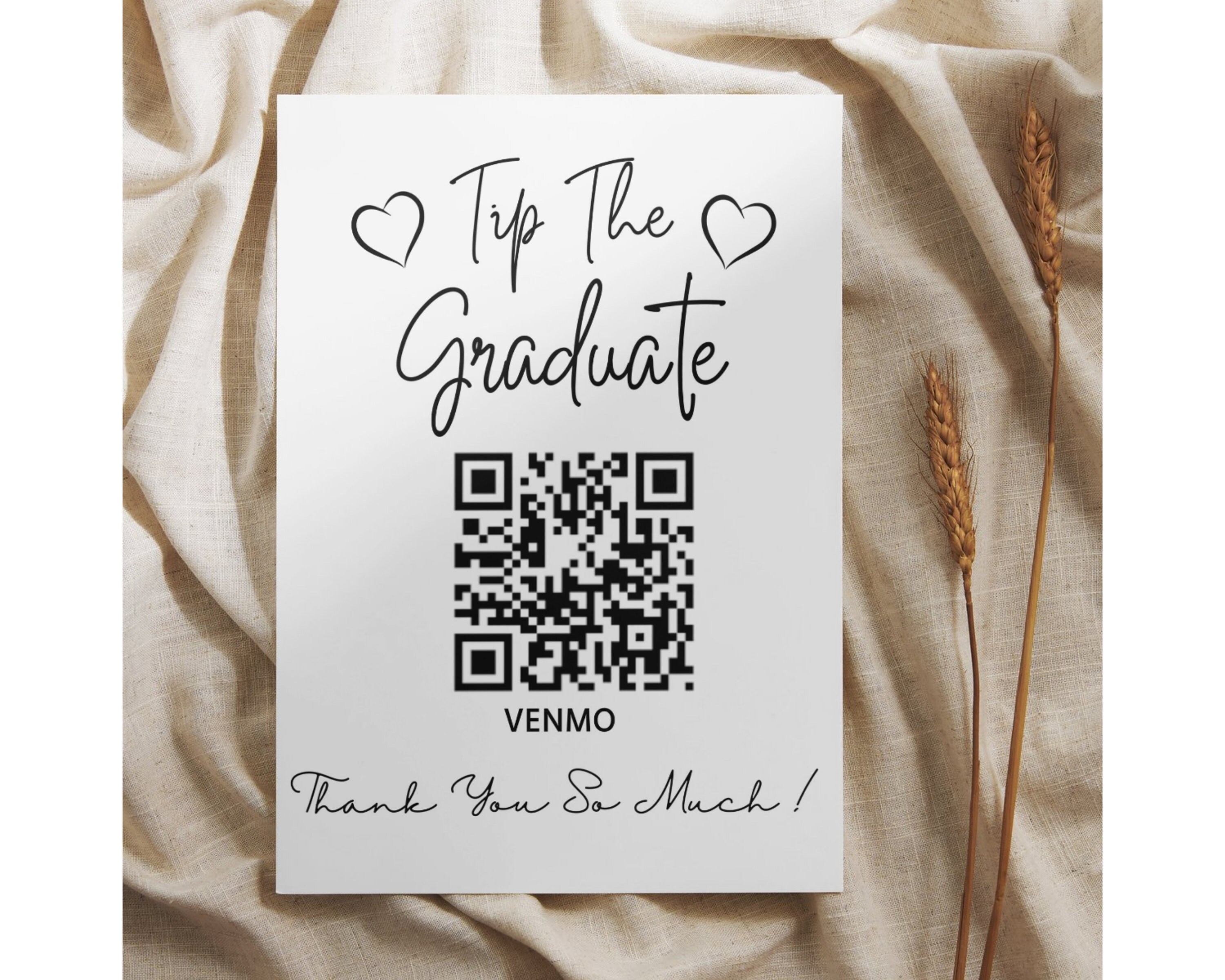 Graduation Party Sign | Graduation Gift Sign | QR Code Sign | Tip the ...