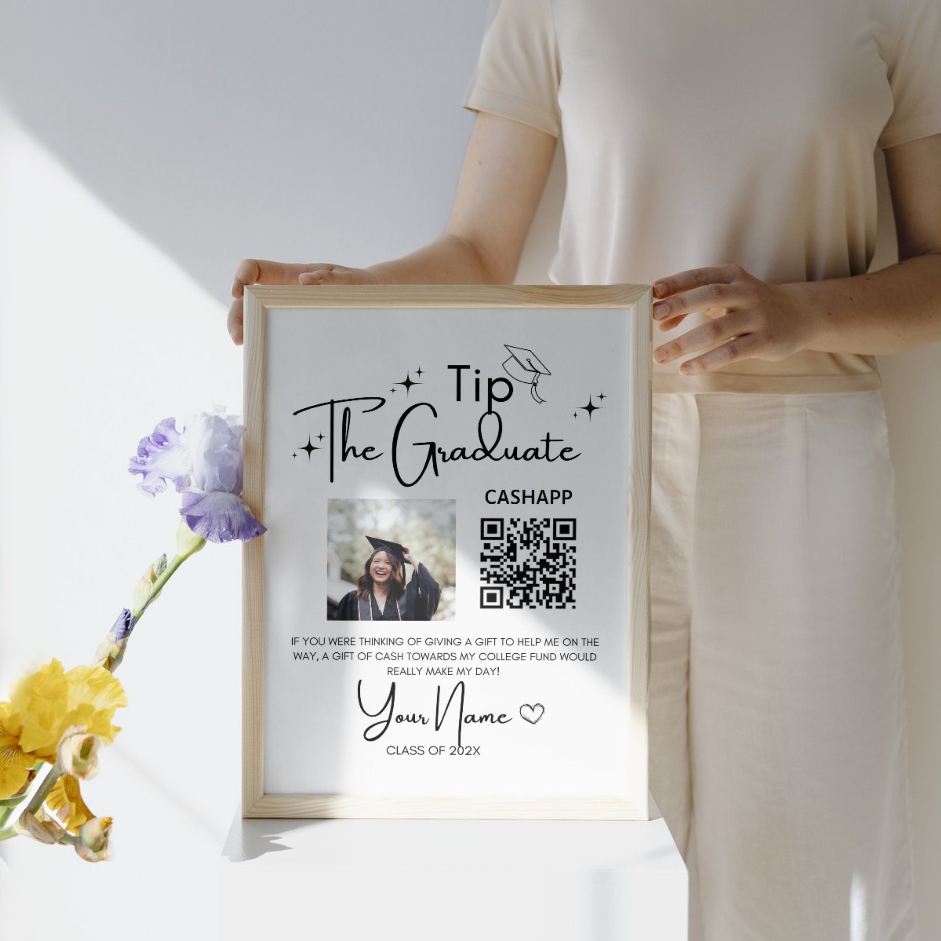 Graduation Party Sign | Graduation Gift Sign | QR Code Sign | Tip the ...