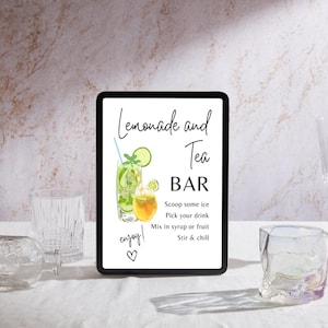 Lemonade & Iced Tea Bar Sign Mocktail Print, Signature Drink Menu ...