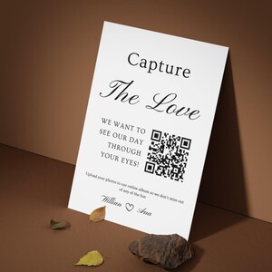 Capture the Love Wedding QR Code Sign, Wedding Sign, Wedding Photo Sign ...