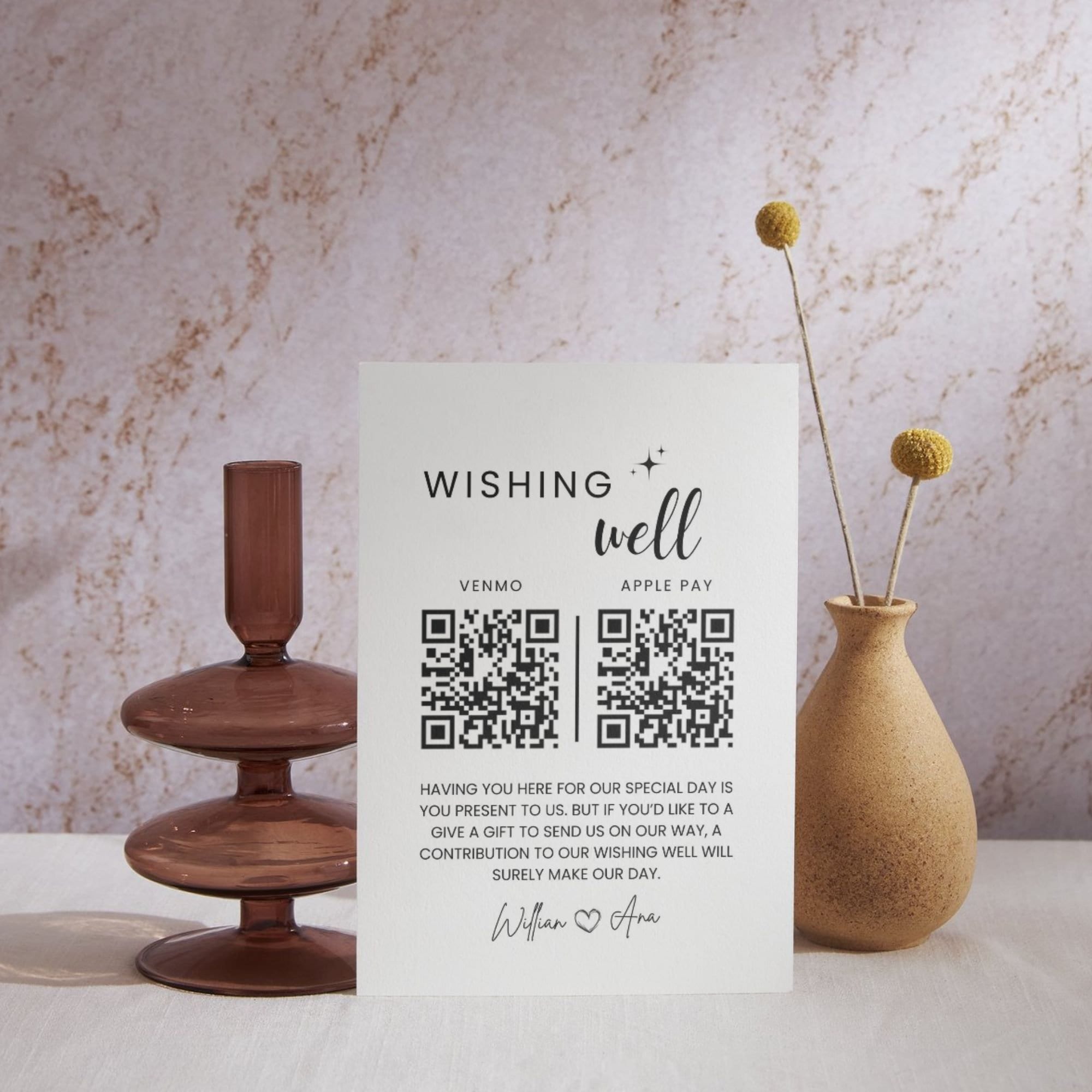 Wishing Well QR Code Sign, Modern Wedding Cash Registry Sign, Honeymoon ...