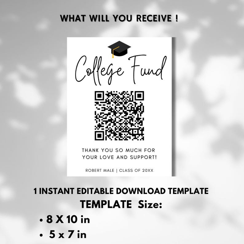 Modern Editable College Fund QR Code Sign Template, Minimalist ...
