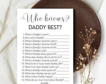 Who Knows Daddy Best Game, Printable Baby Shower Games, Dad Quiz, How ...