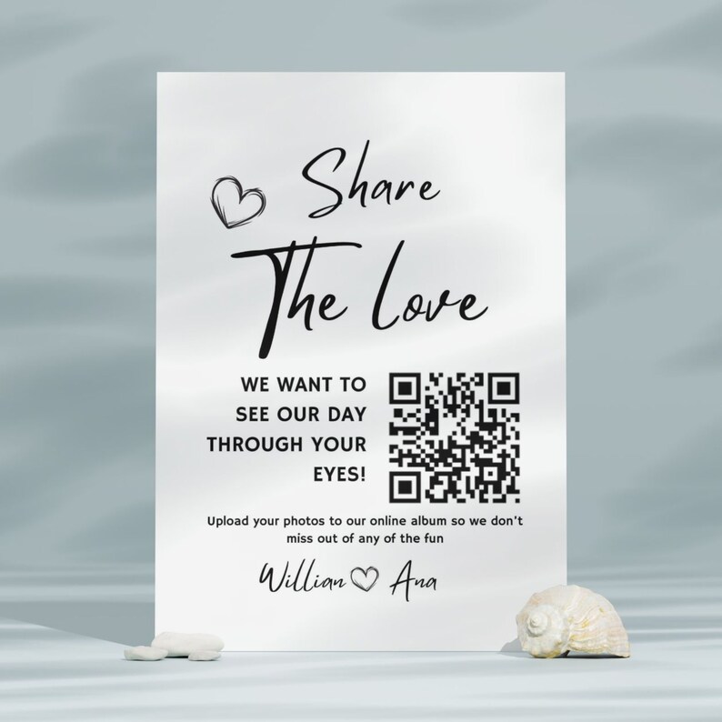 Share the Love QR Code Sign, Wedding Photo Sign Printable, Capture the ...