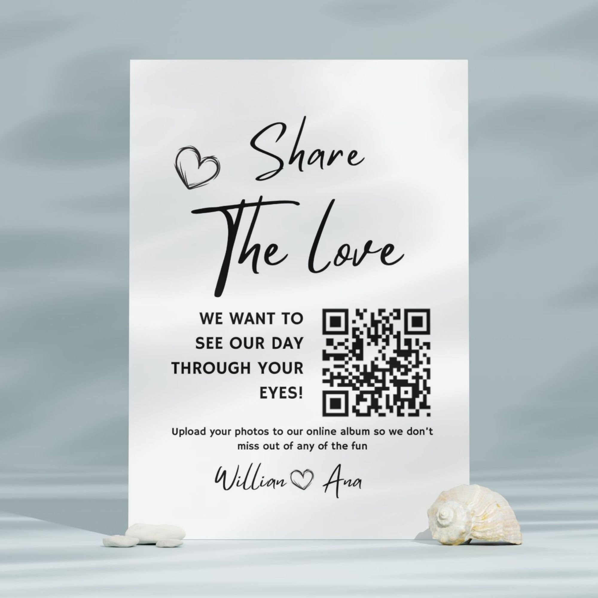 Share the Love QR Code Sign, Wedding Photo Sign Printable, Capture the ...