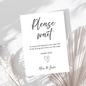 Please Wait Wedding Sign, Minimalist Dessert Table Decor (canva ...